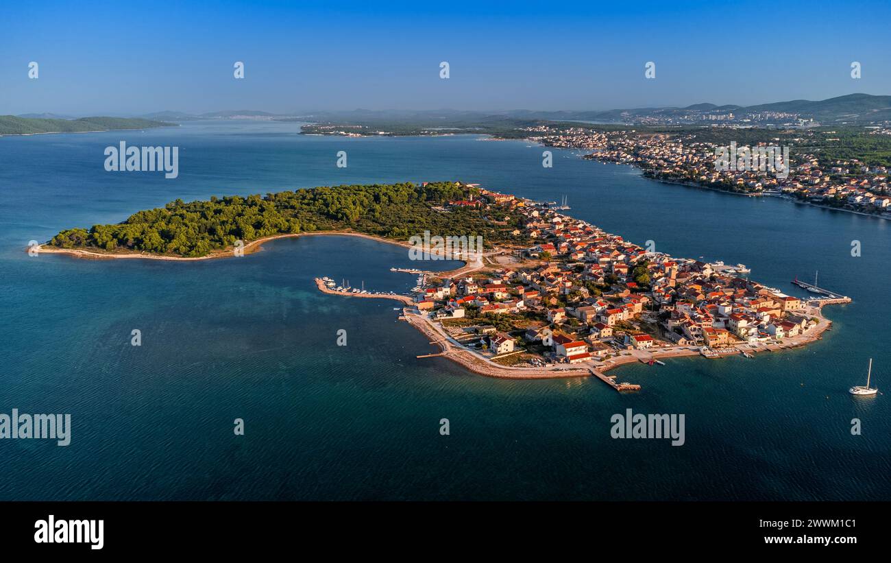 Krapanj, Croatia - Aerial panoramic view of Krapanj island (Otok ...