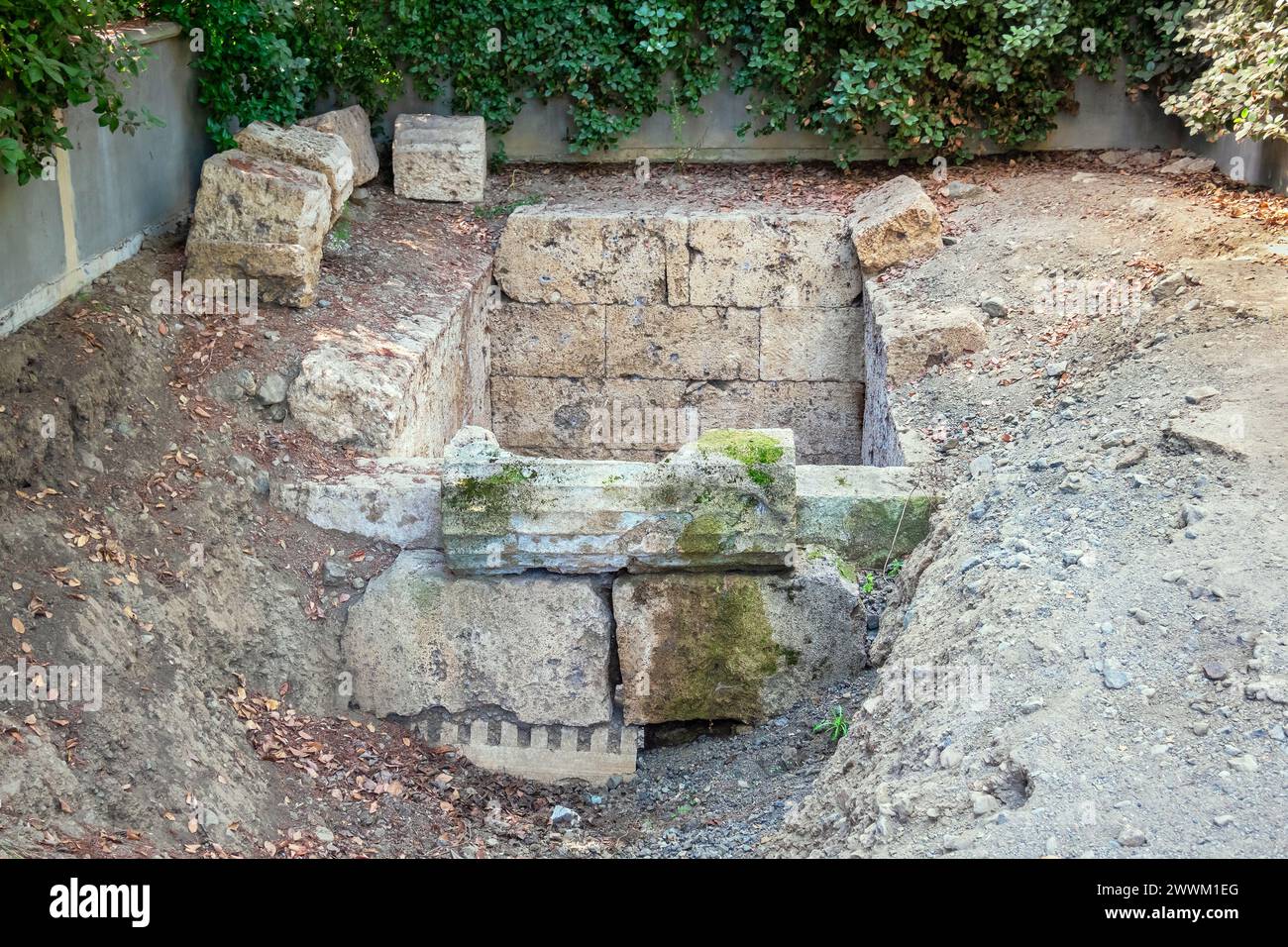 Excavation of ancient tomb close to royal tombs in Vergina. Macedonia ...