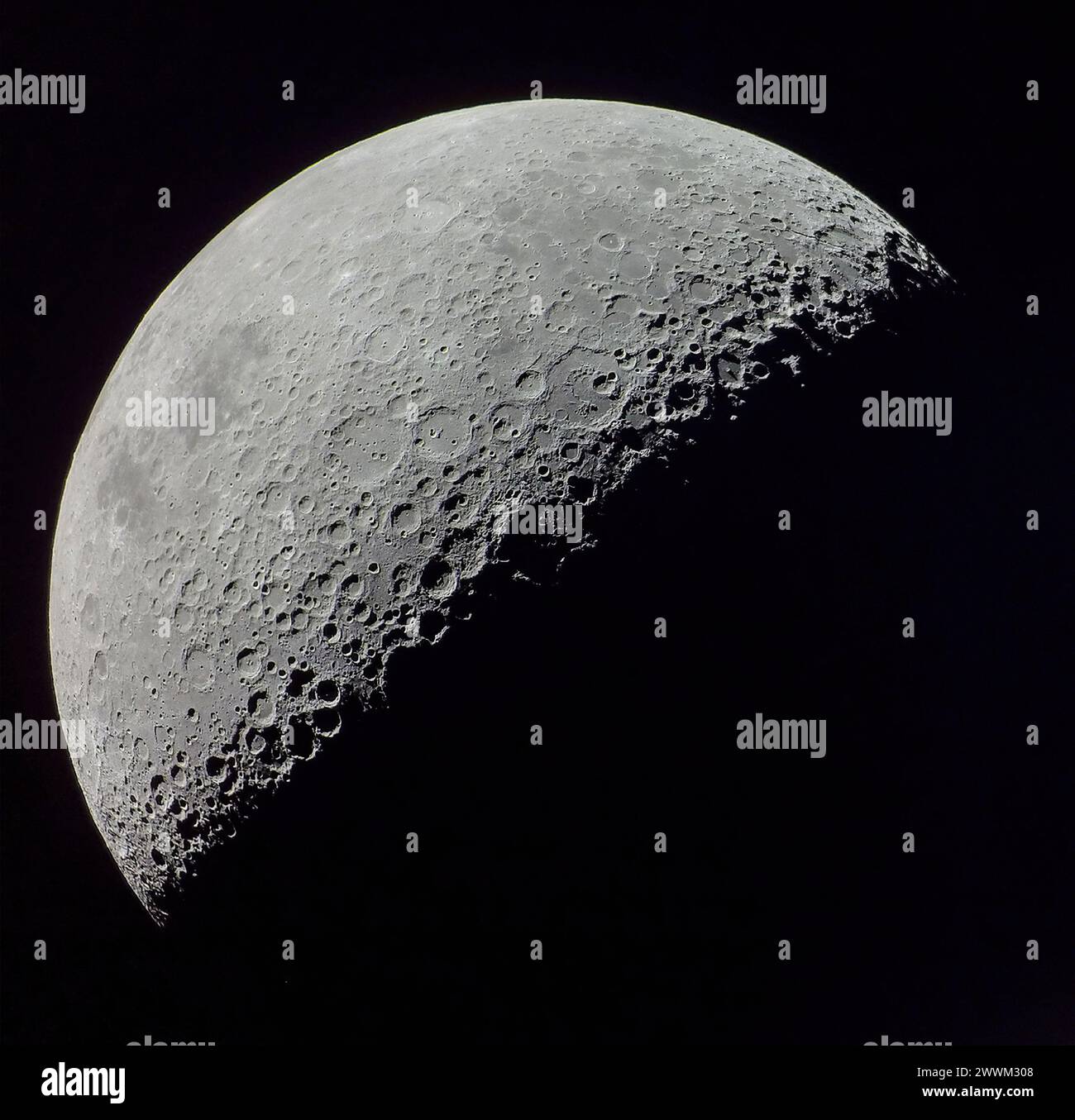 First quarter Moon. The phases of The Moon Stock Photo - Alamy