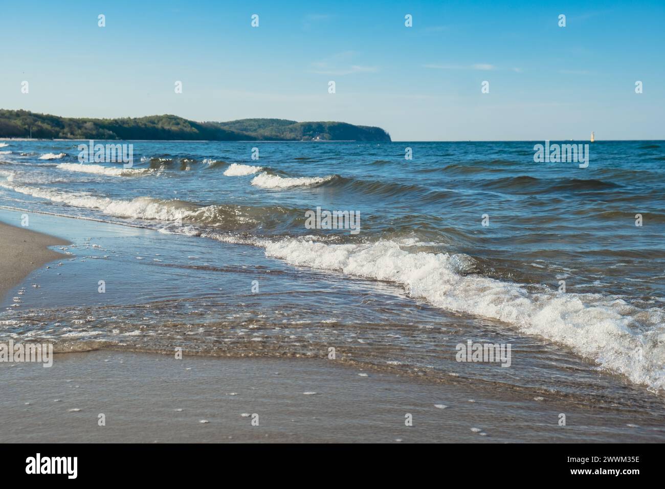 Baltic sea Dark blue clouds and sea or ocean water surface with foam ...