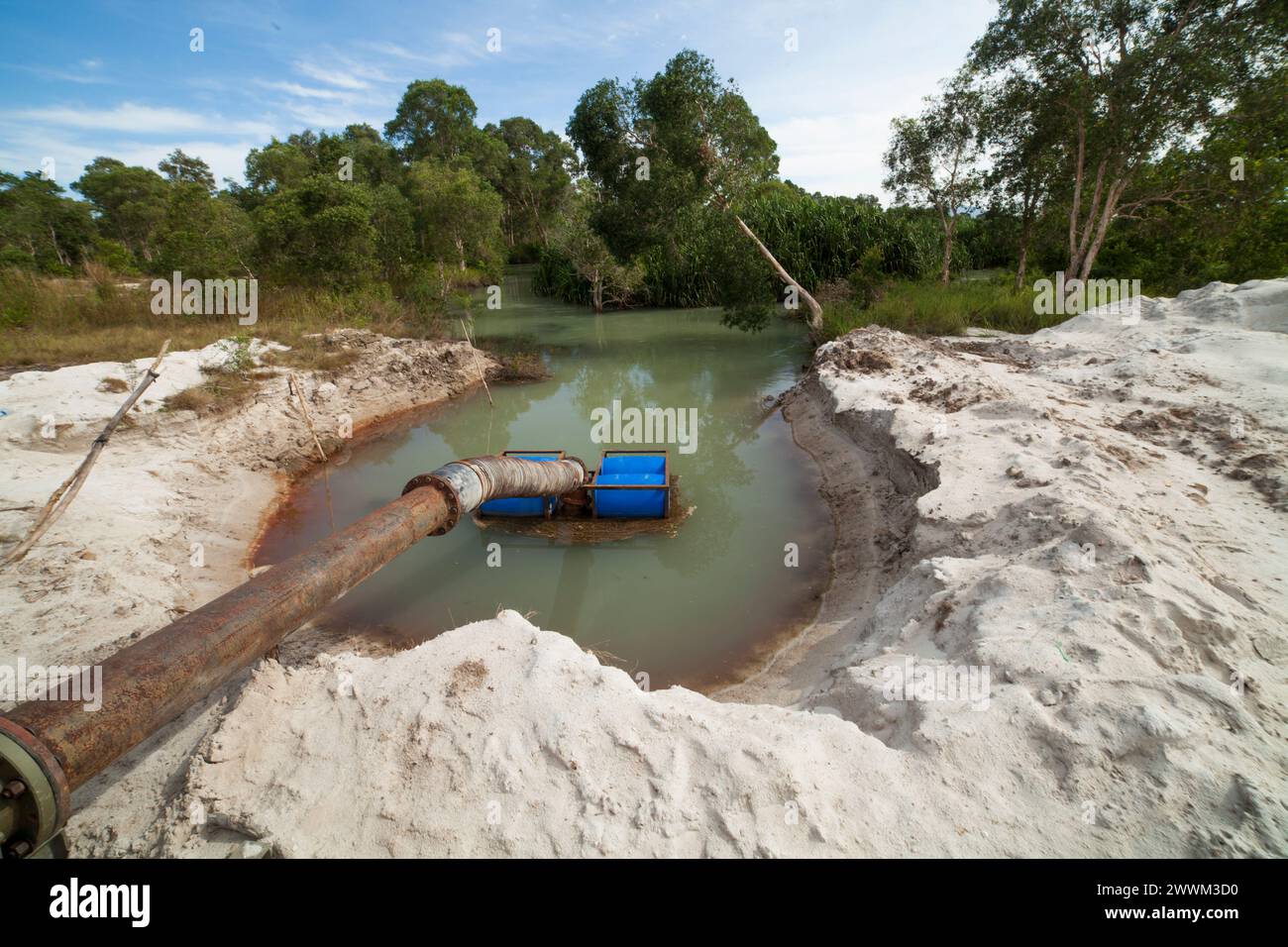 Disposal of tin mines, Bangka Belitung island, Indonesia Stock Photo ...