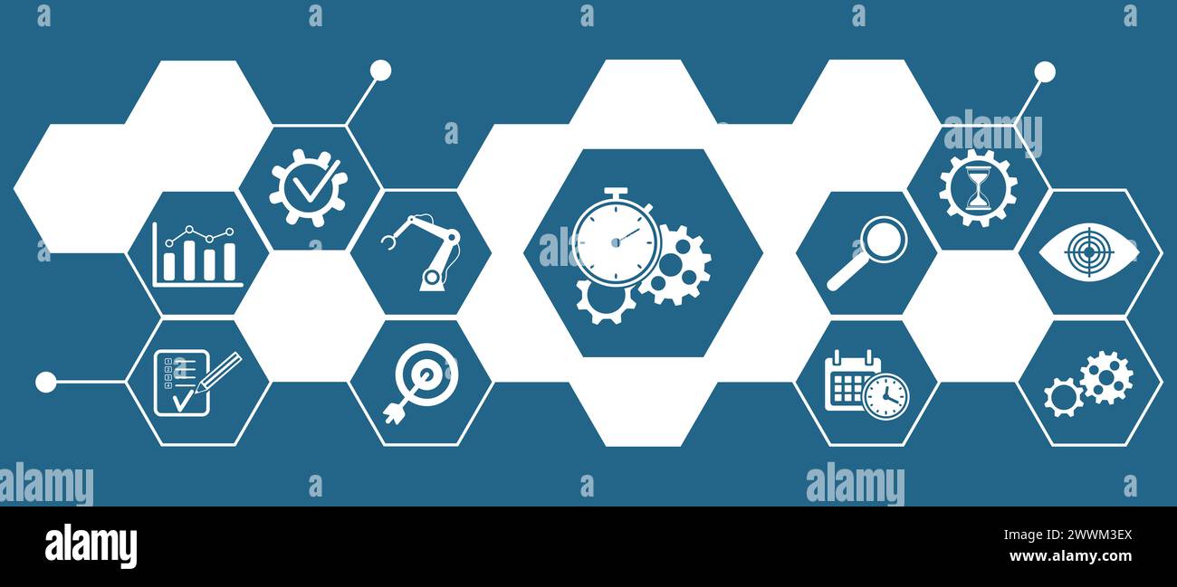 Concept of efficiency with connected icons Stock Photo - Alamy