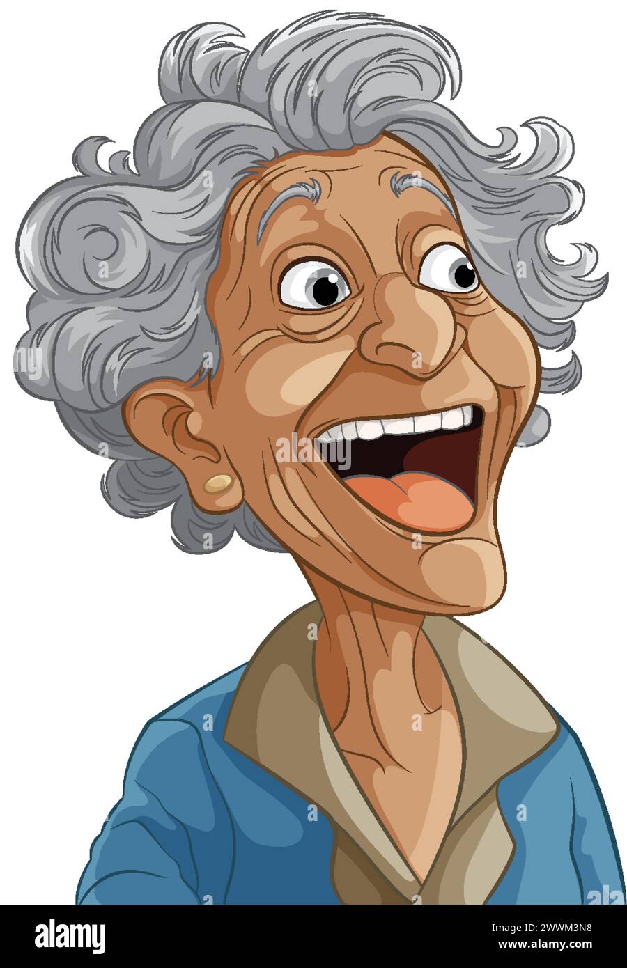 Vector illustration of a happy, smiling elderly woman Stock Vector ...