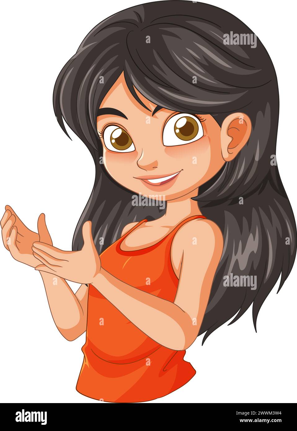 Vector illustration of a happy girl clapping Stock Vector Image & Art ...