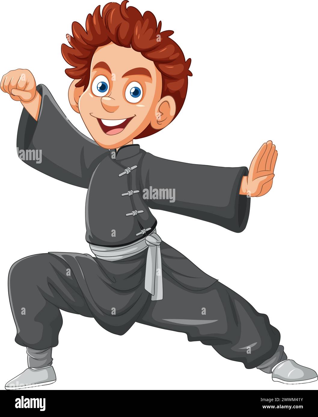 Cartoon boy in martial arts stance, smiling Stock Vector Image & Art ...