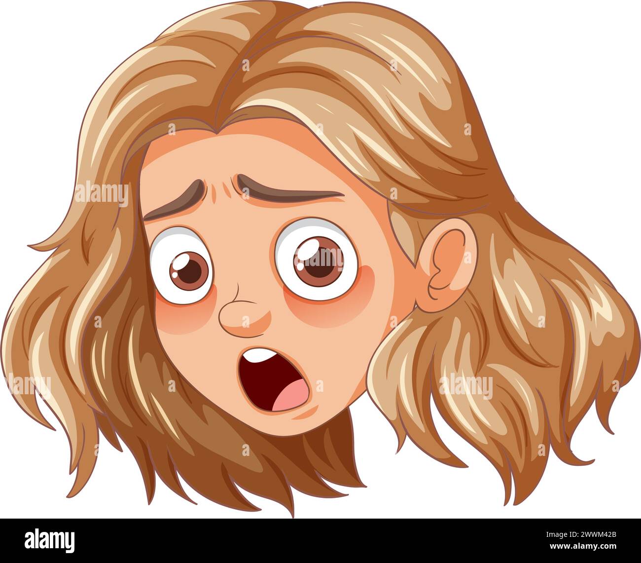 Vector illustration of a girl with a shocked face Stock Vector Image ...