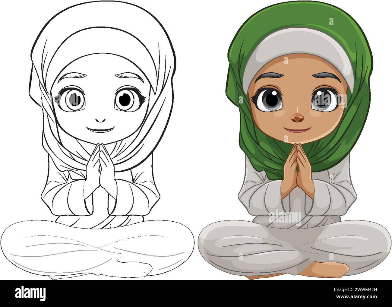 Vector illustration of a young girl praying Stock Vector Image & Art ...