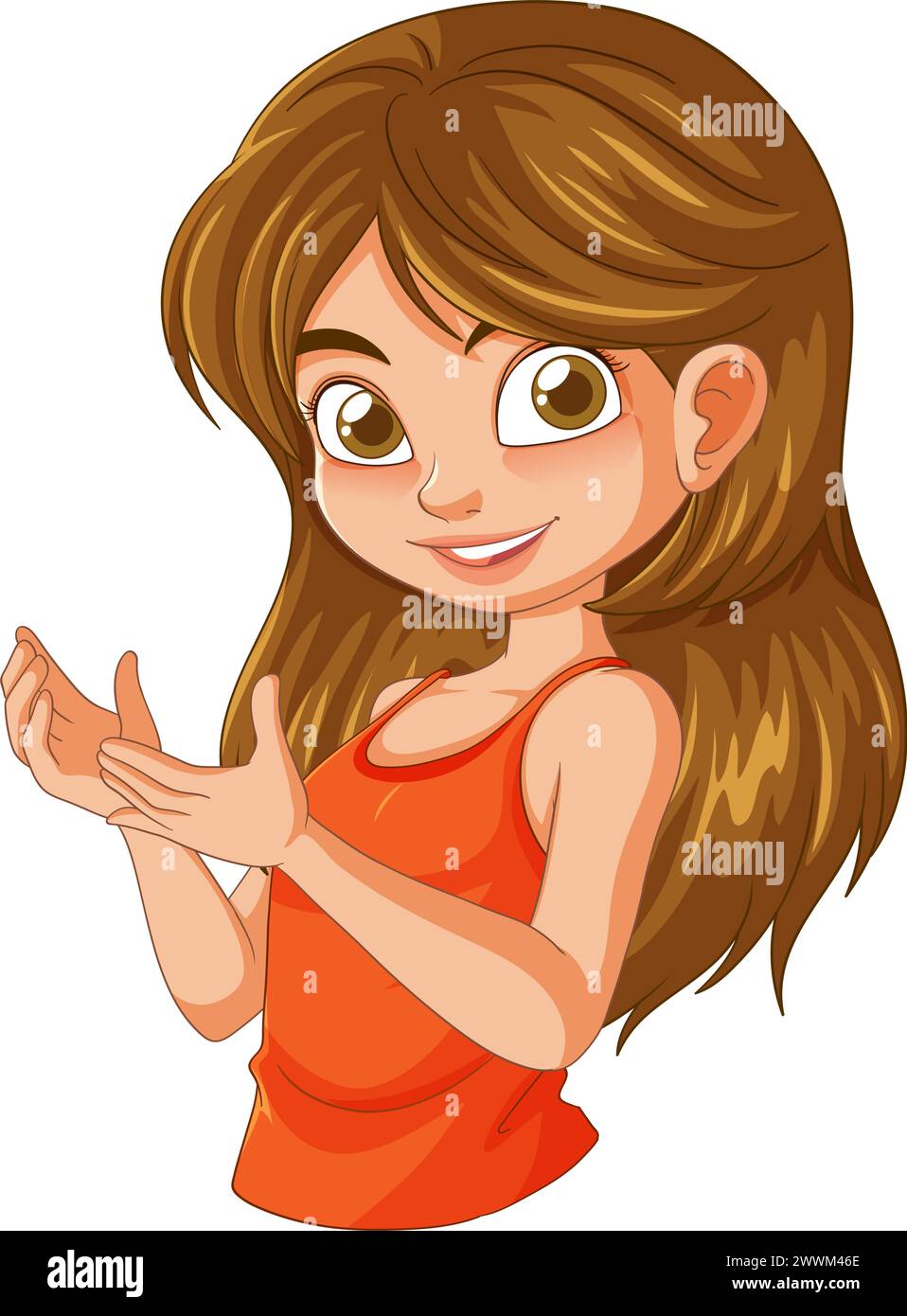 Vector illustration of a happy girl clapping Stock Vector Image & Art ...