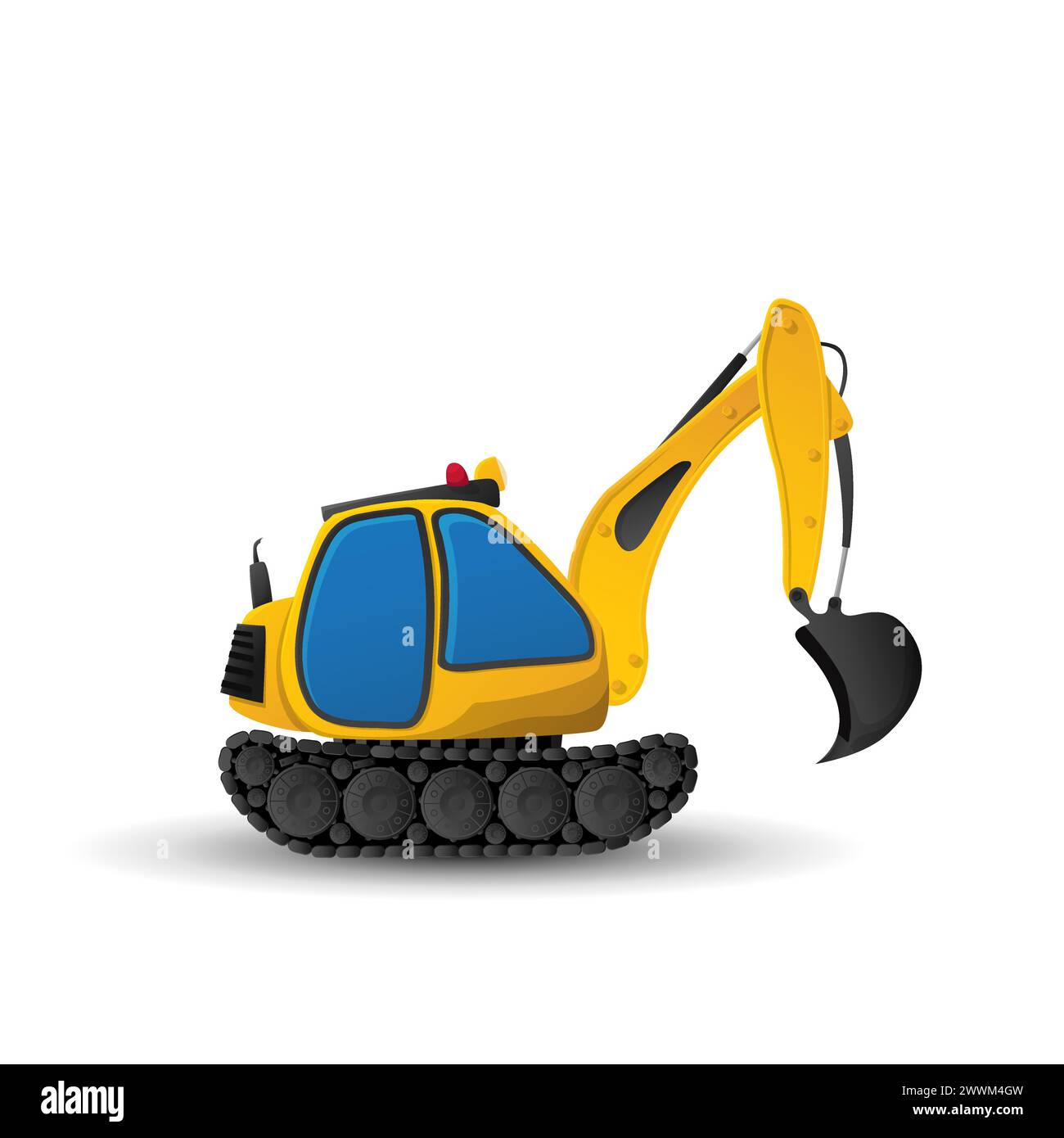 Little cute cartoon excavator. Vector illustration over white ...