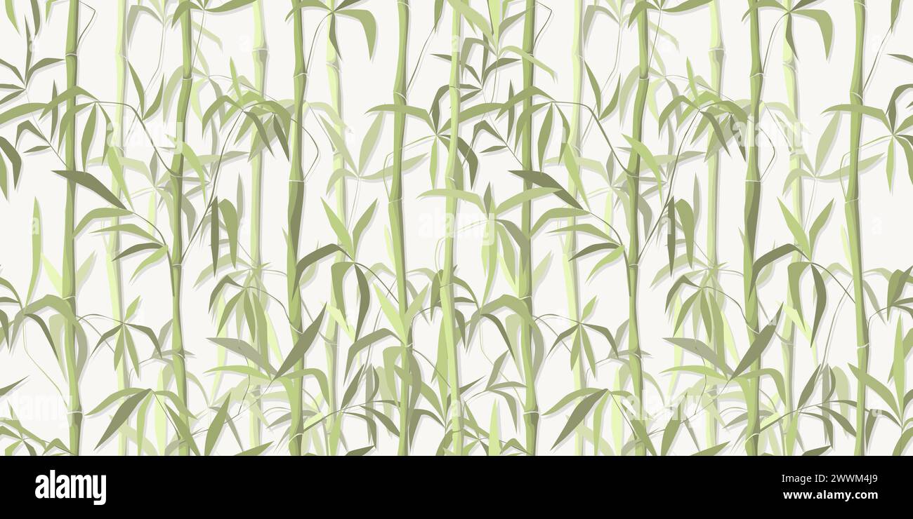 Bamboo forest , vector drawing in soft green tones, seamless pattern ...
