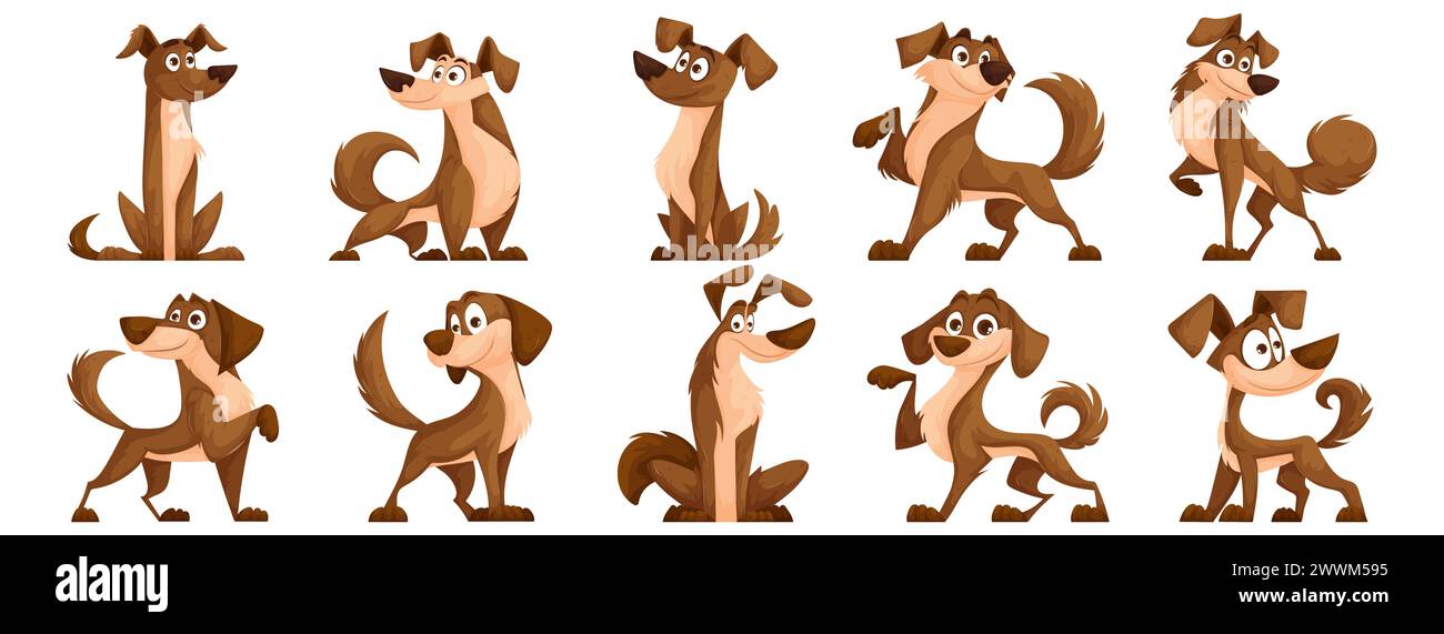Cute dogs vector set. Cartoon characters of dogs or puppies create a ...