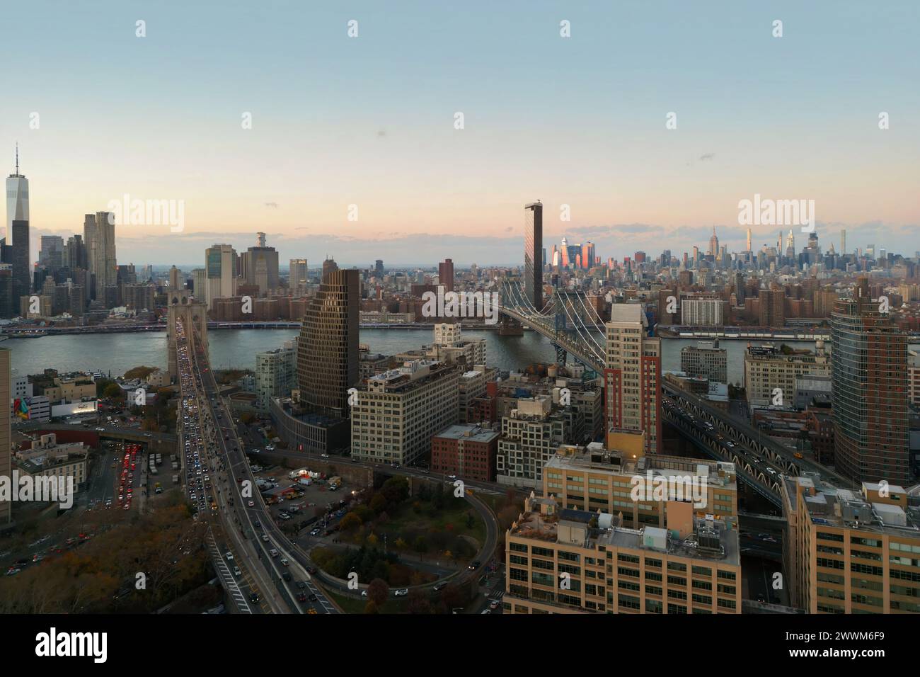 Brooklyn downtown. Buildings of Brooklyn in New York. Skyline of NYC ...