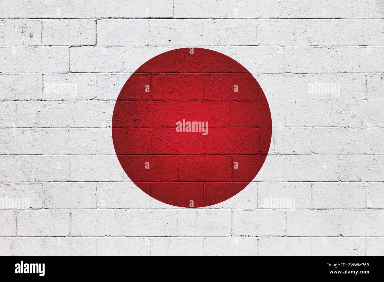 Flag of Japan painted on a cinder block wall Stock Photo - Alamy