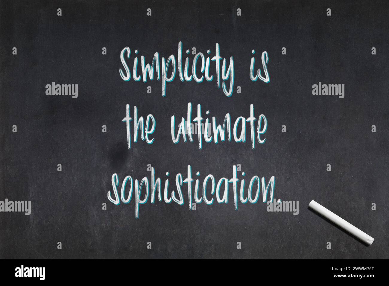 Blackboard with a quote from Leonardo da Vinci saying "Simplicity is ...