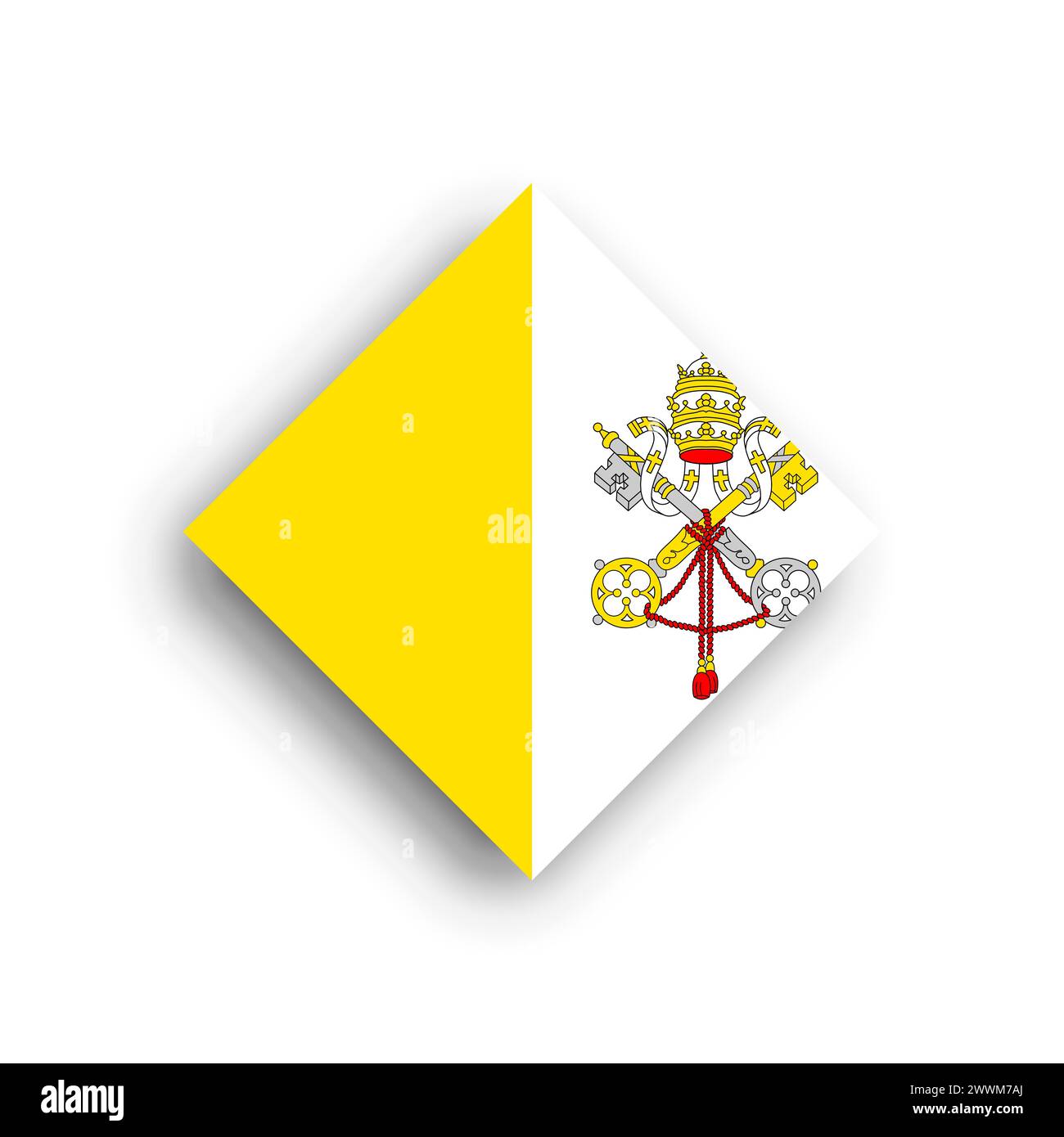 Vatican City flag - rhombus shape icon with dropped shadow isolated on ...
