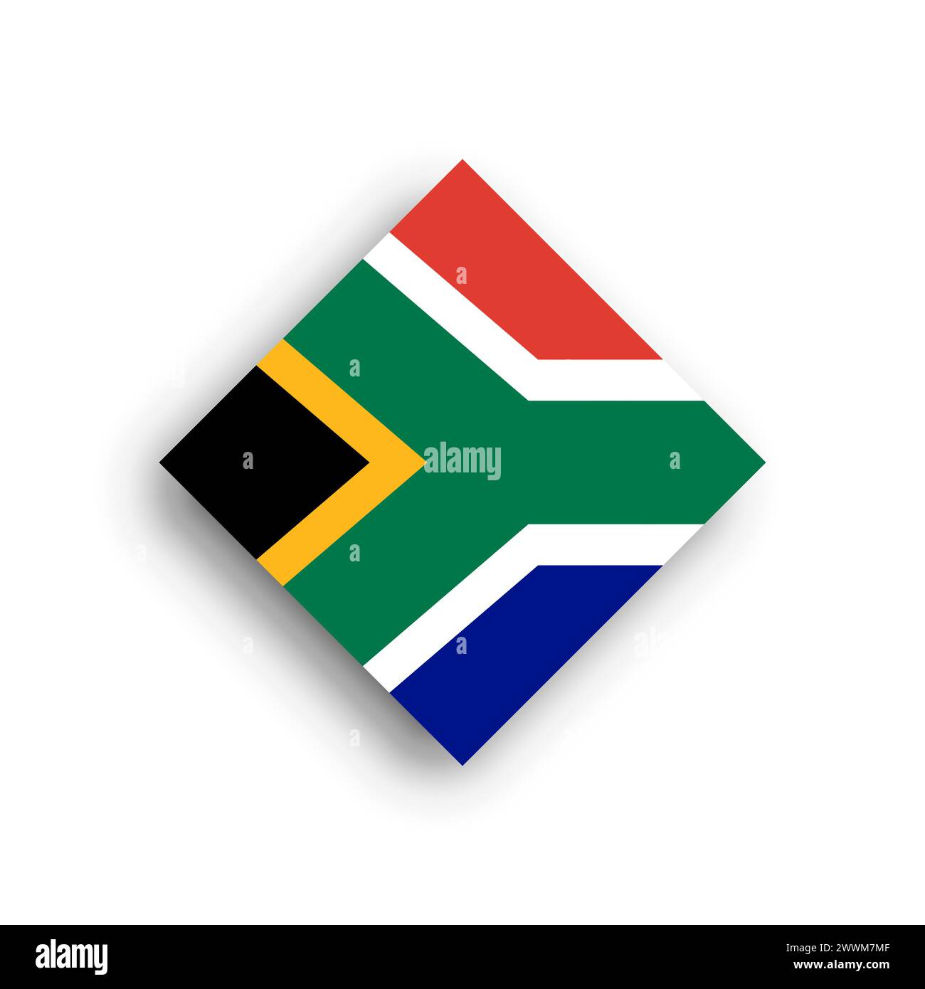 South Africa flag - rhombus shape icon with dropped shadow isolated on ...