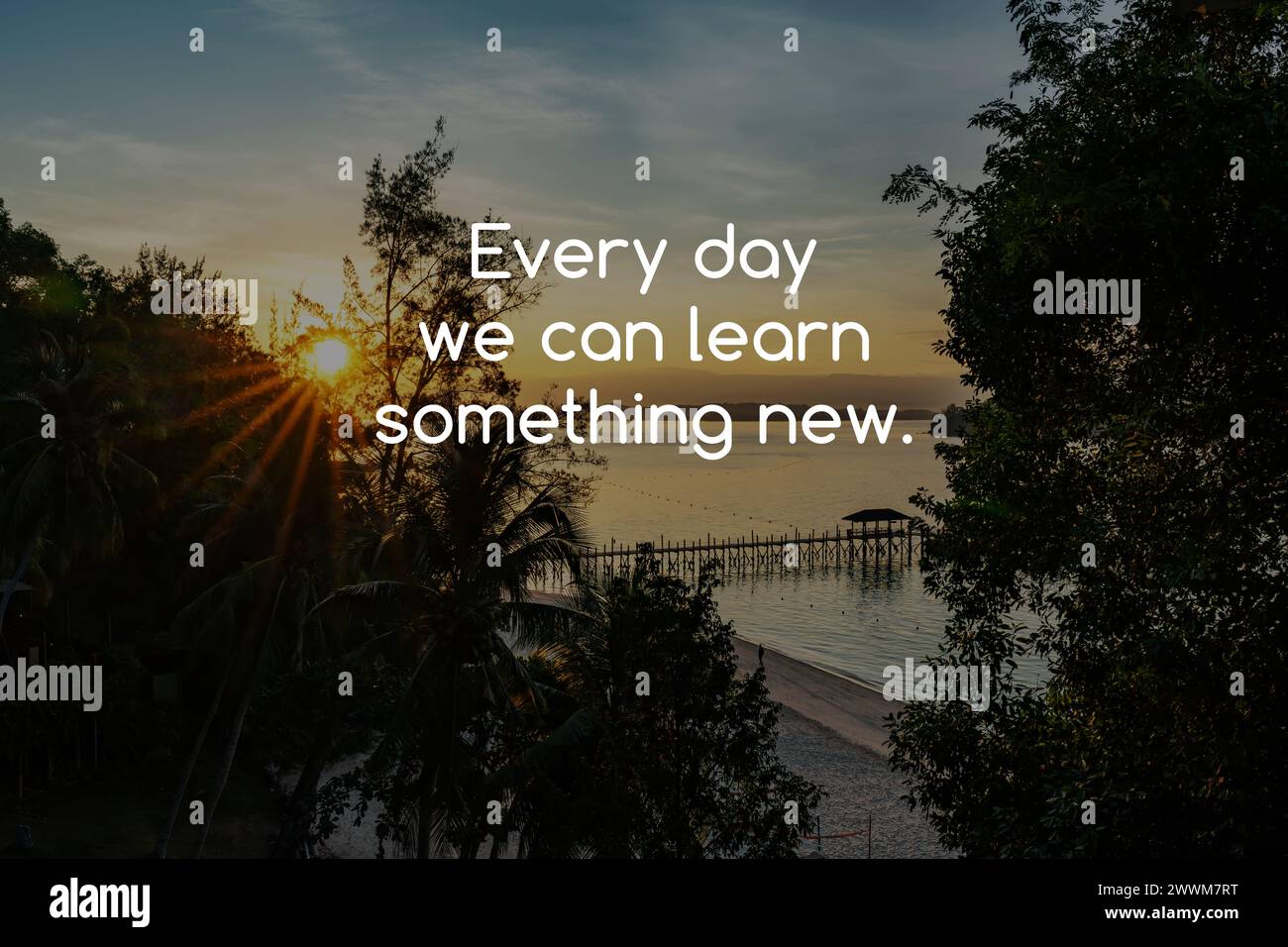 Sunrise landscape with inspirational quote every day we can learn ...