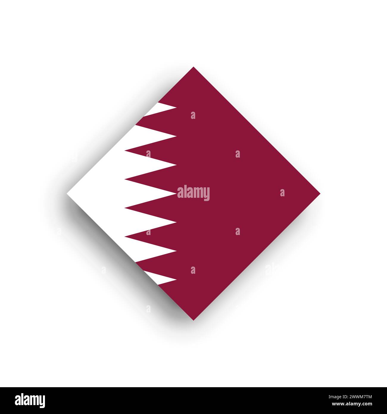 Qatar flag - rhombus shape icon with dropped shadow isolated on white ...