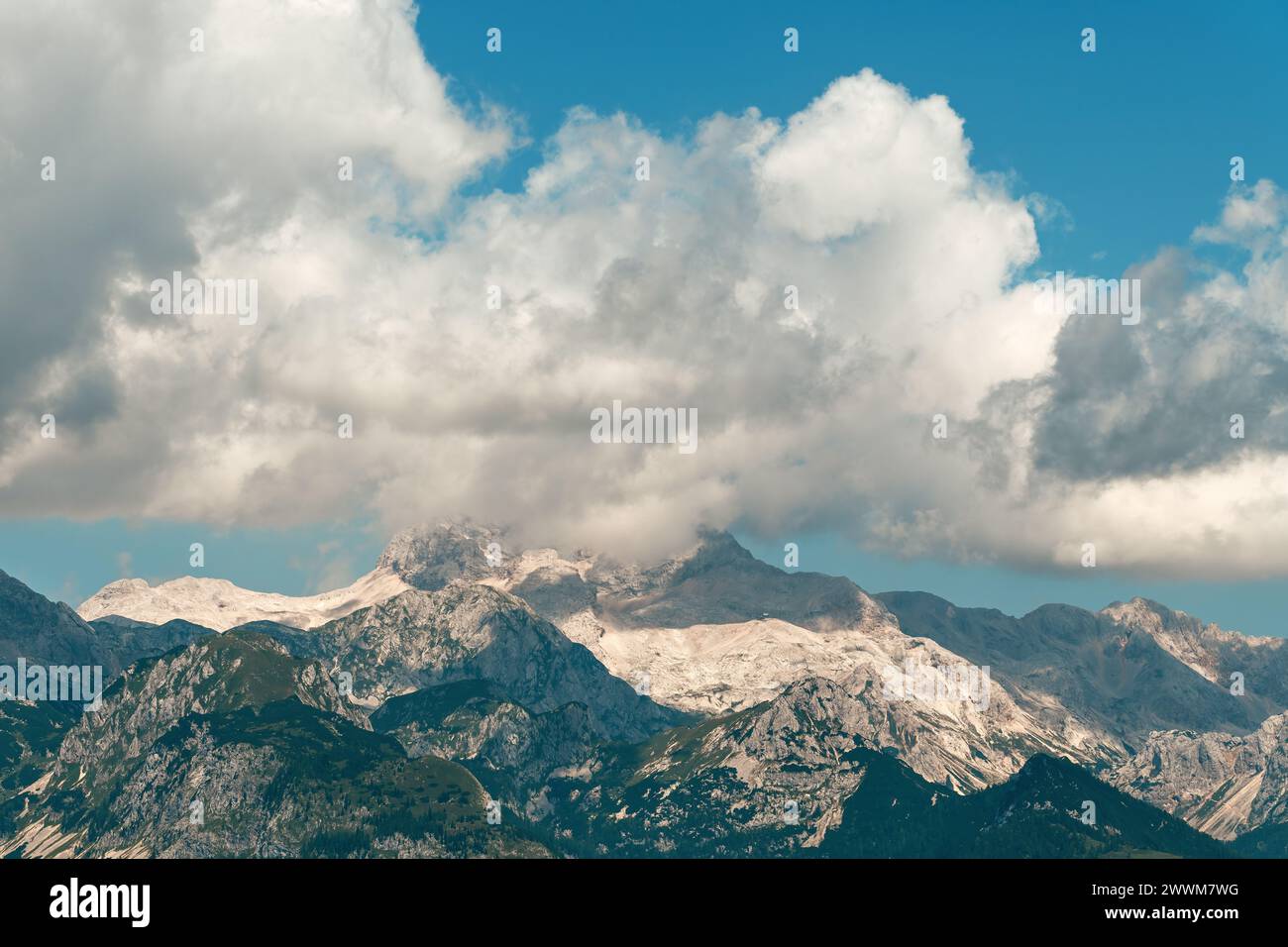 Triglav mountain peak in cloud, beautiful landscape from Slovenia Stock ...