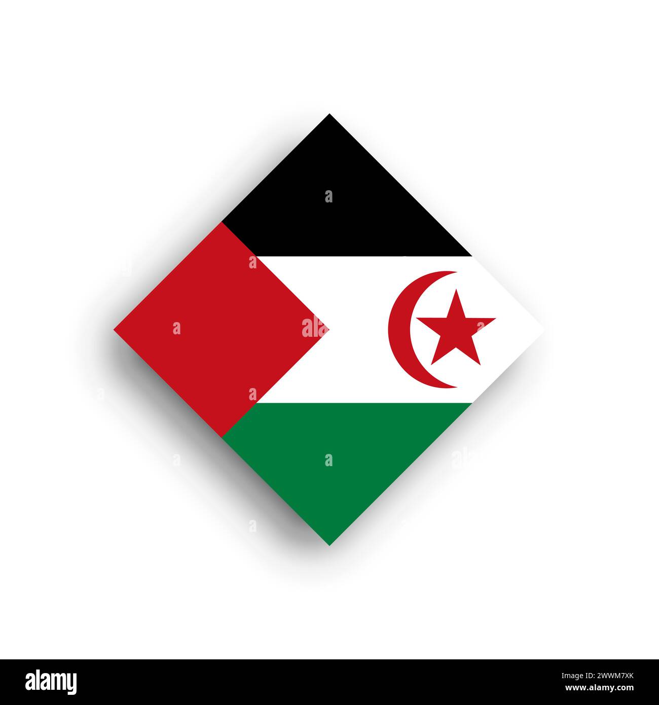 Sahrawi Arab Democratic Republic flag - rhombus shape icon with dropped ...