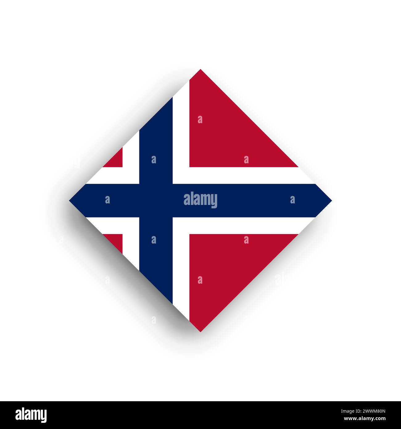 Norway flag - rhombus shape icon with dropped shadow isolated on white ...