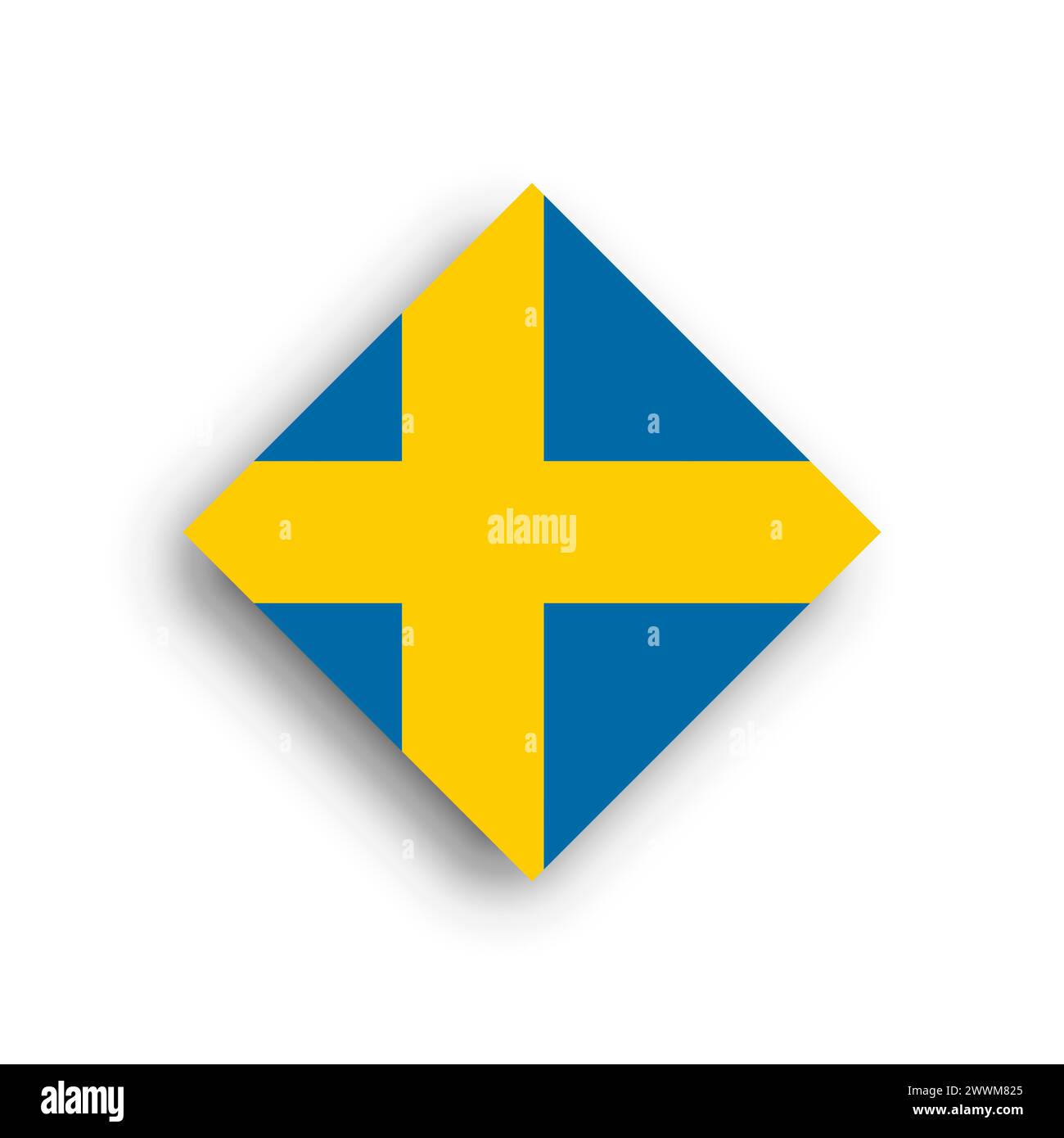 Sweden flag - rhombus shape icon with dropped shadow isolated on white ...