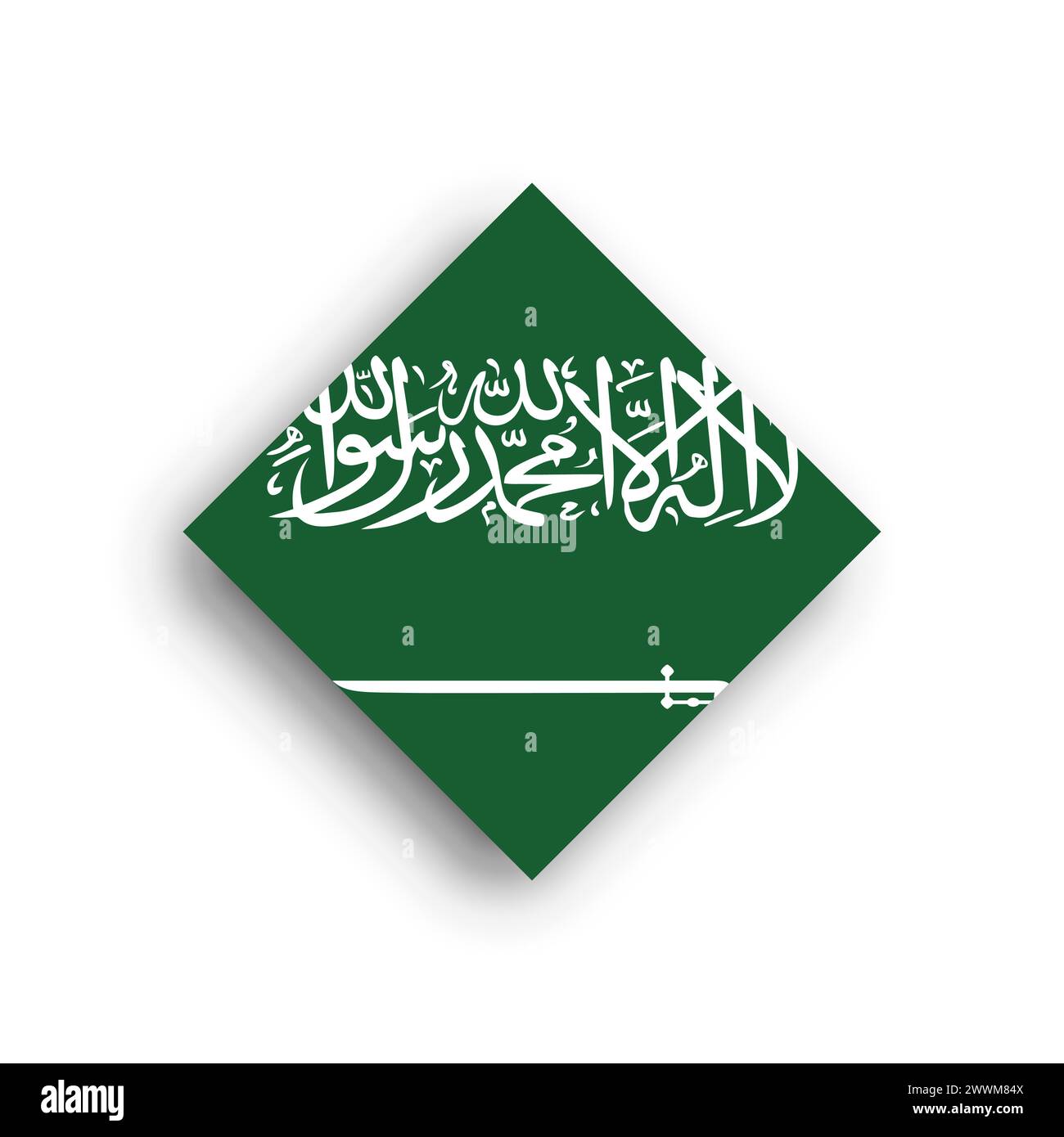 Saudi Arabia flag - rhombus shape icon with dropped shadow isolated on ...