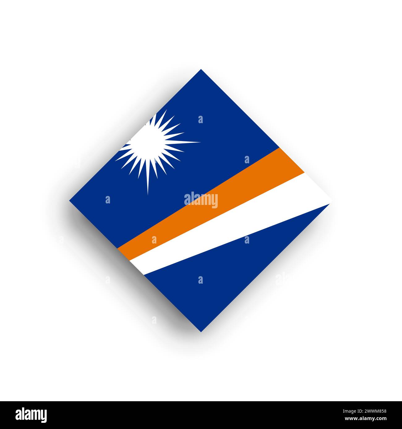 Marshall Islands flag - rhombus shape icon with dropped shadow isolated ...