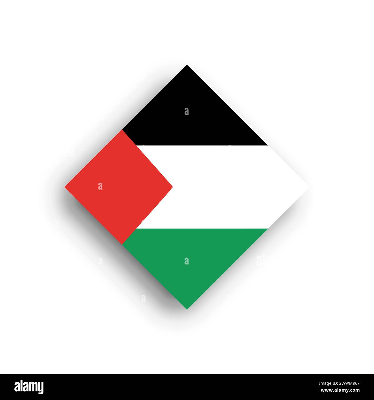 Palestine flag - rhombus shape icon with dropped shadow isolated on ...