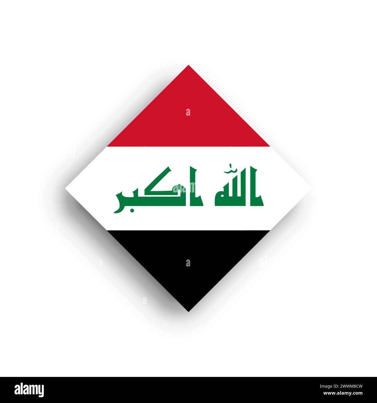 Iraq flag - rhombus shape icon with dropped shadow isolated on white ...