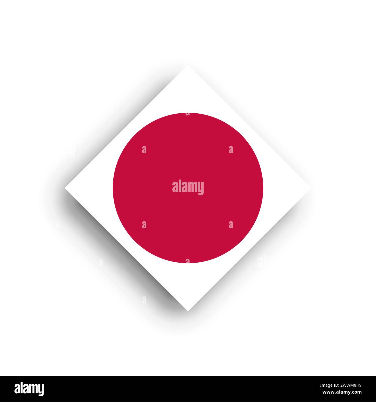 Japan flag - rhombus shape icon with dropped shadow isolated on white ...