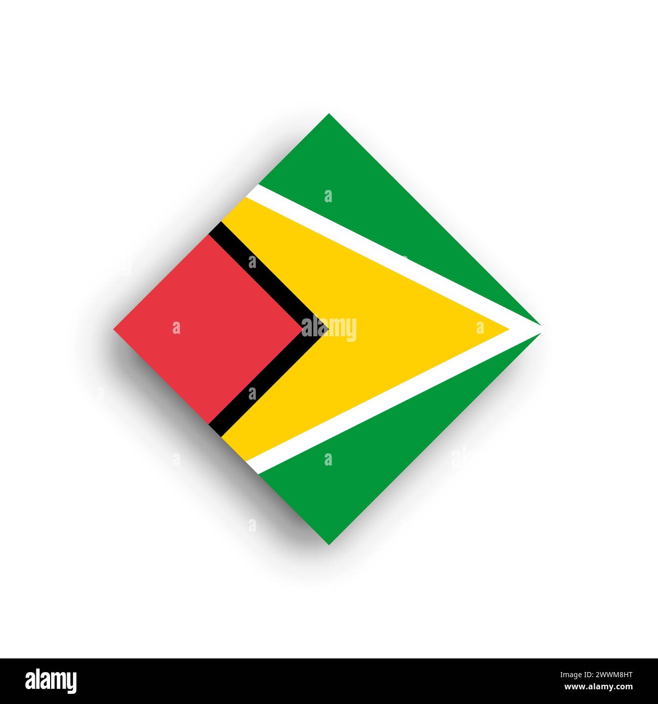 Guyana flag - rhombus shape icon with dropped shadow isolated on white background Stock Vector ...