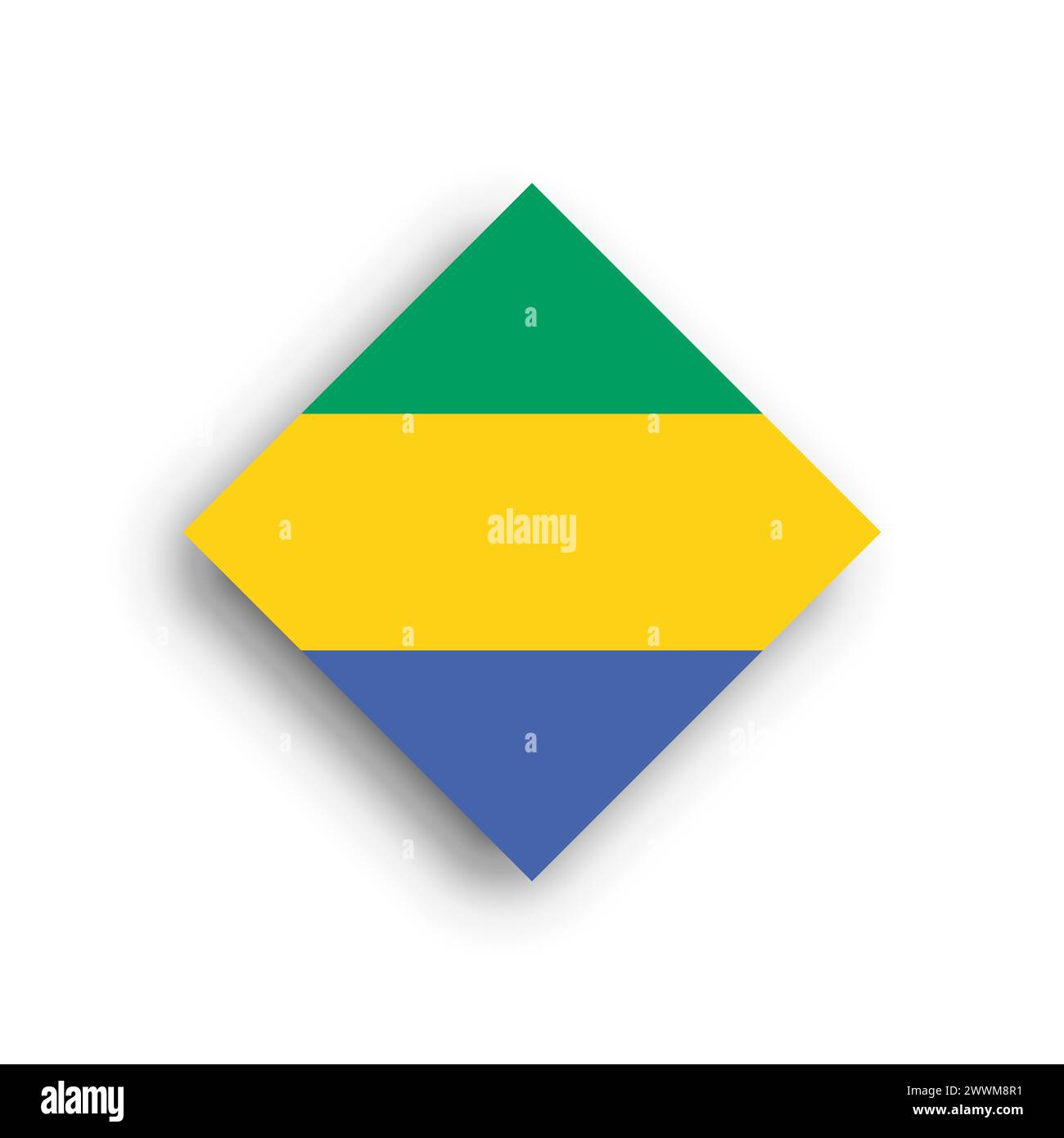 Gabon flag - rhombus shape icon with dropped shadow isolated on white ...