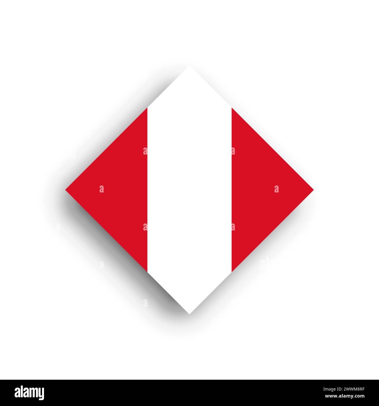 Peru flag - rhombus shape icon with dropped shadow isolated on white ...