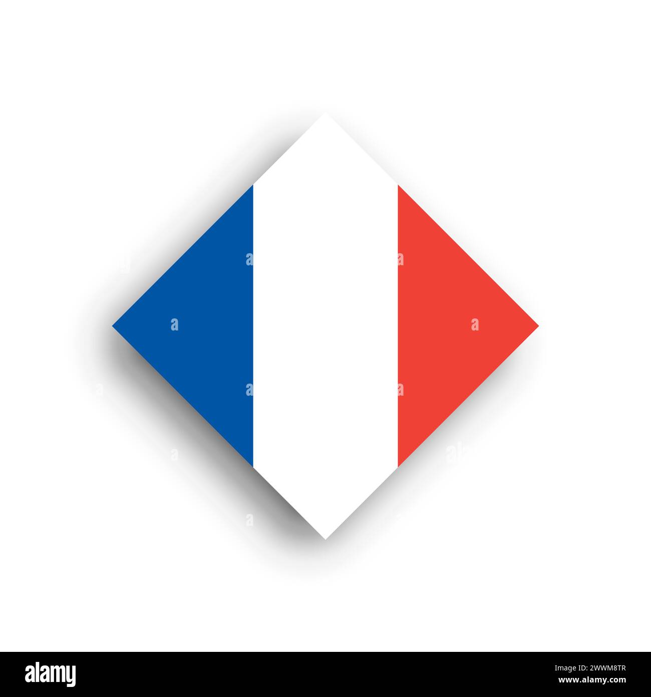 France flag - rhombus shape icon with dropped shadow isolated on white ...