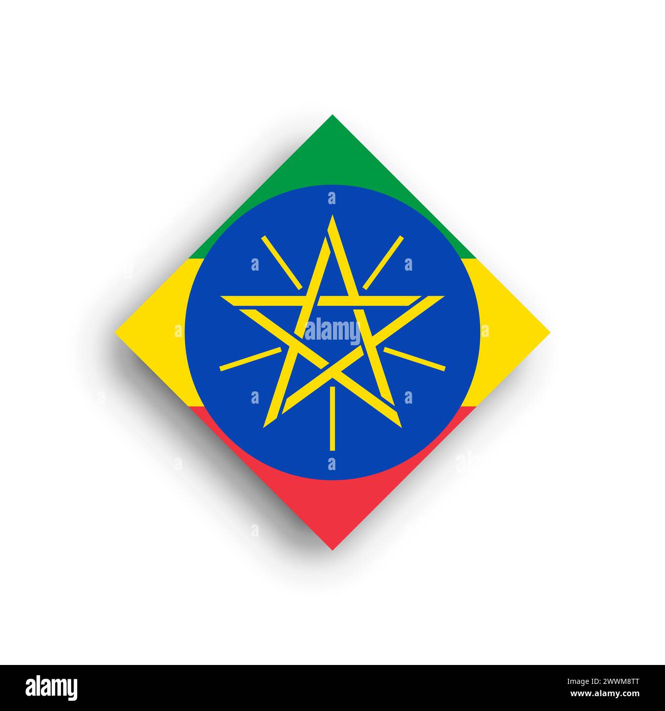 Ethiopia flag - rhombus shape icon with dropped shadow isolated on ...