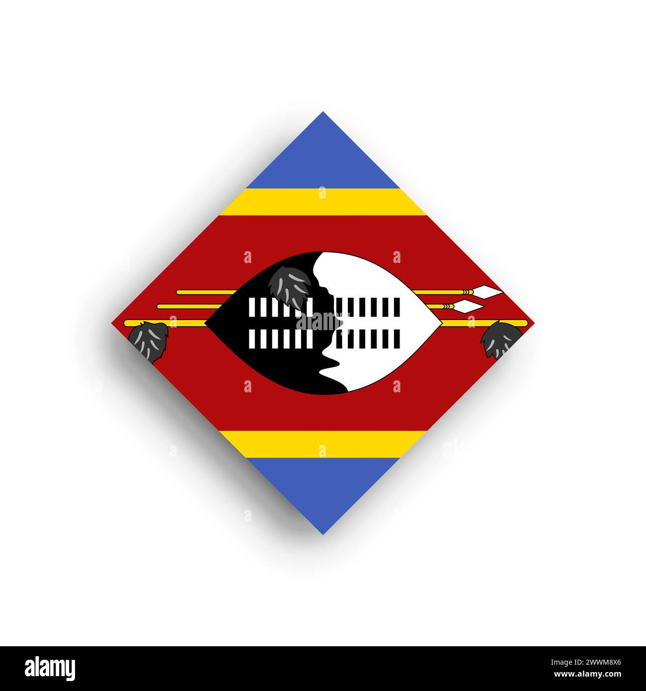 Eswatini flag - rhombus shape icon with dropped shadow isolated on white background Stock Vector ...