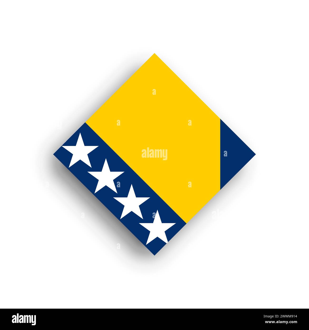 Bosnia and Herzegovina flag - rhombus shape icon with dropped shadow ...