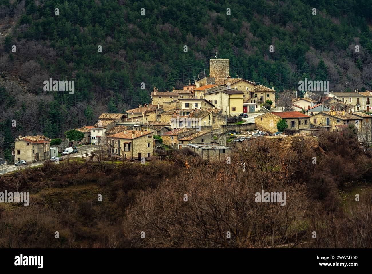 The fortified nucleus of Santa Jona with the Norman tower and the ...