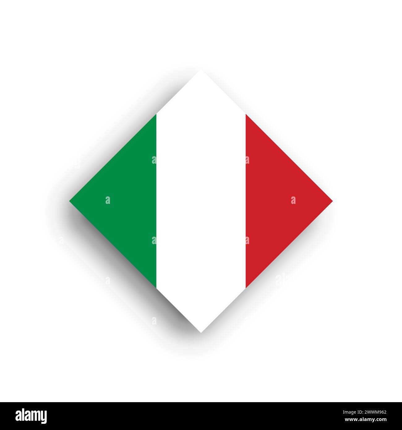 Italy flag - rhombus shape icon with dropped shadow isolated on white ...