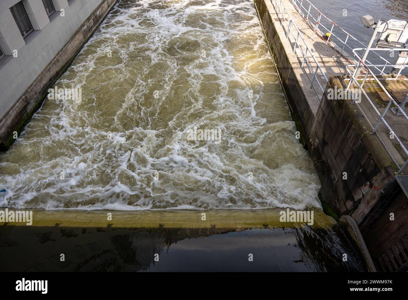 Water level regulator in a water utility. Water pressure at the water ...