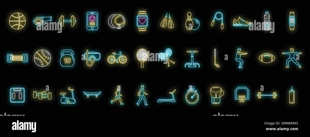Physical activity icons set outline vector. Yoga person. Gym trainer ...