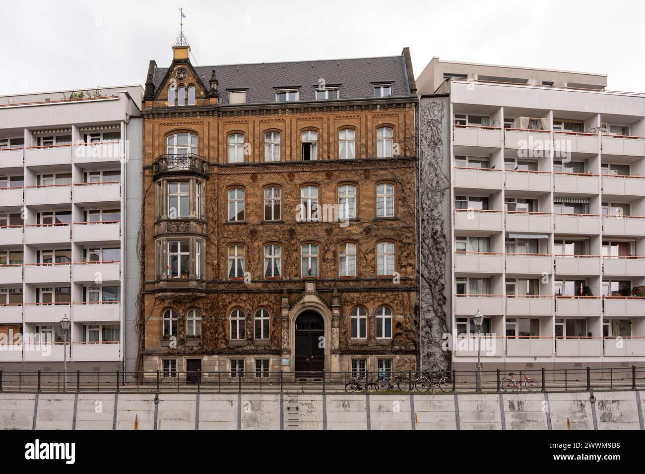Facades of ancient houses in the European city of Berlin. Ancient ...