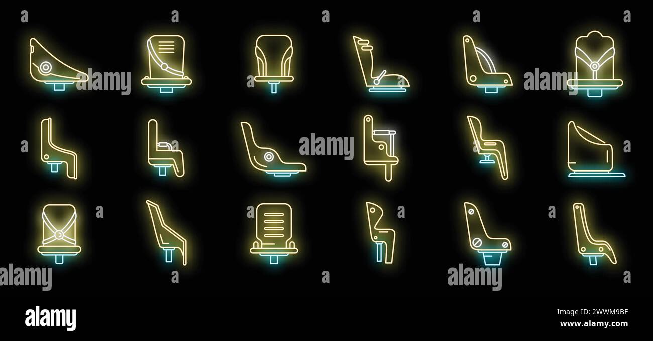 Child seat bike icons set outline vector. Adult bicycle. Biking ...
