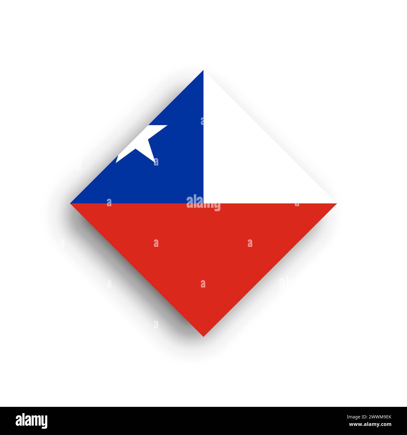 Chile flag - rhombus shape icon with dropped shadow isolated on white ...