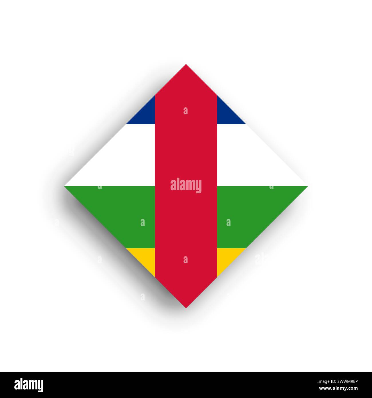 Central African Republic flag - rhombus shape icon with dropped shadow ...