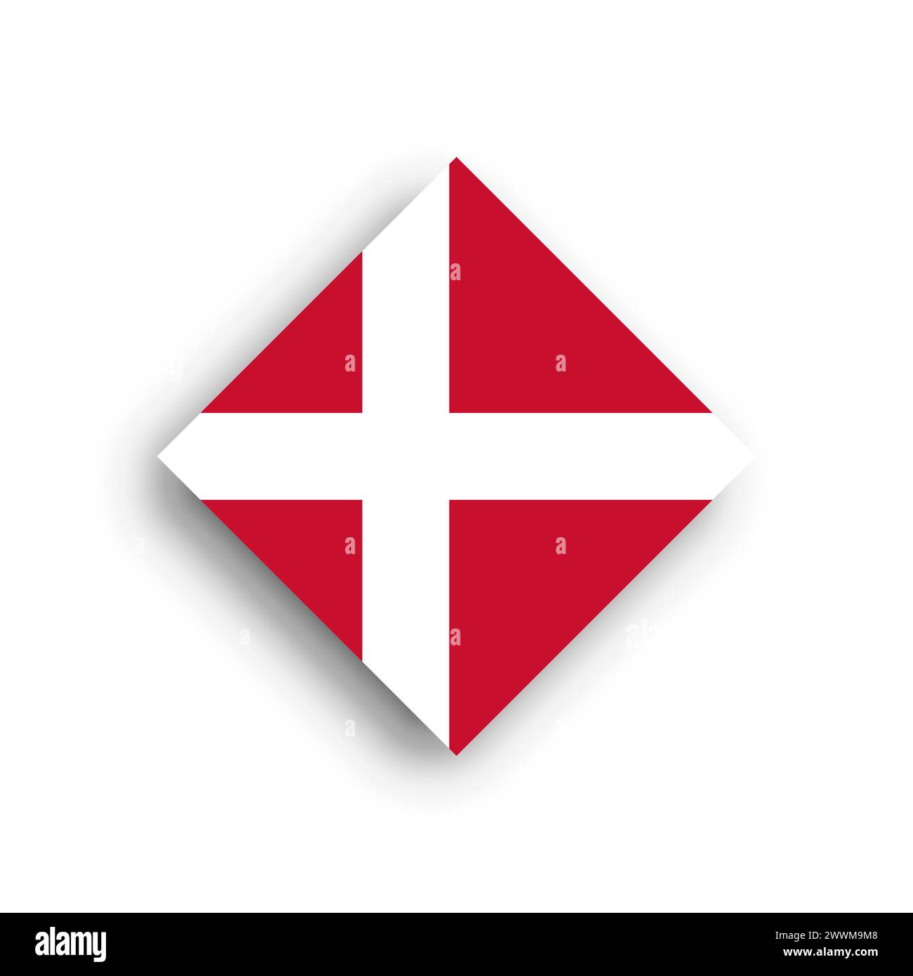 Denmark flag - rhombus shape icon with dropped shadow isolated on white ...