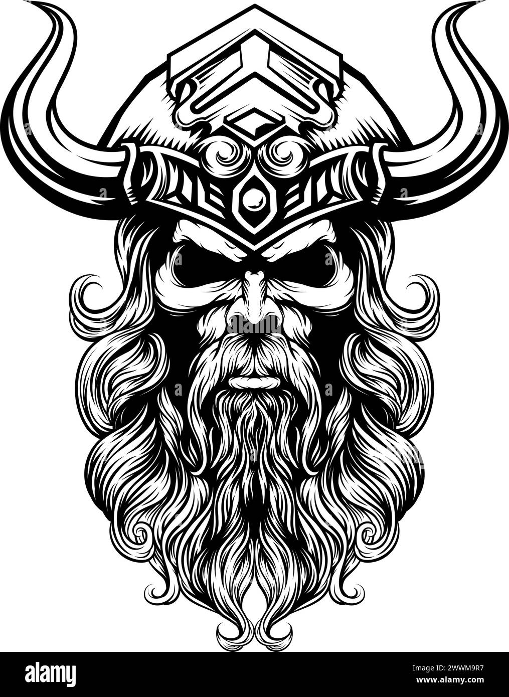 Viking Warrior Man Strong Mascot Face in Helmet Stock Vector Image ...