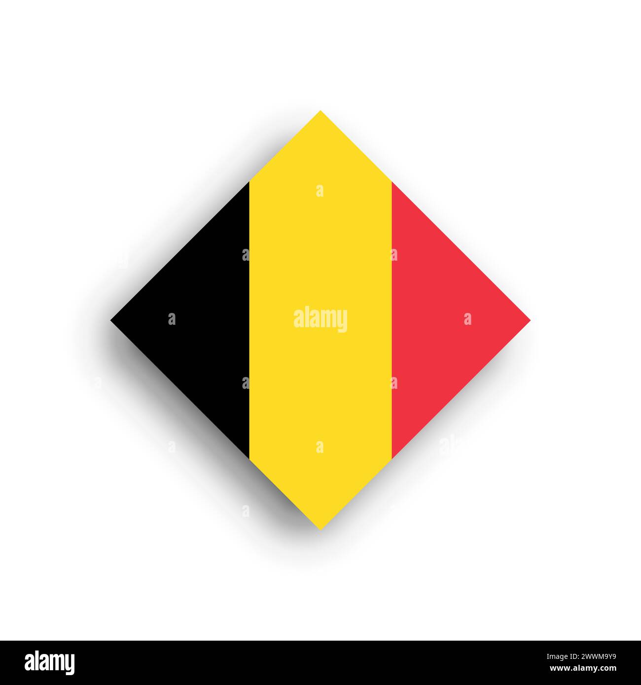 Belgium flag - rhombus shape icon with dropped shadow isolated on white ...