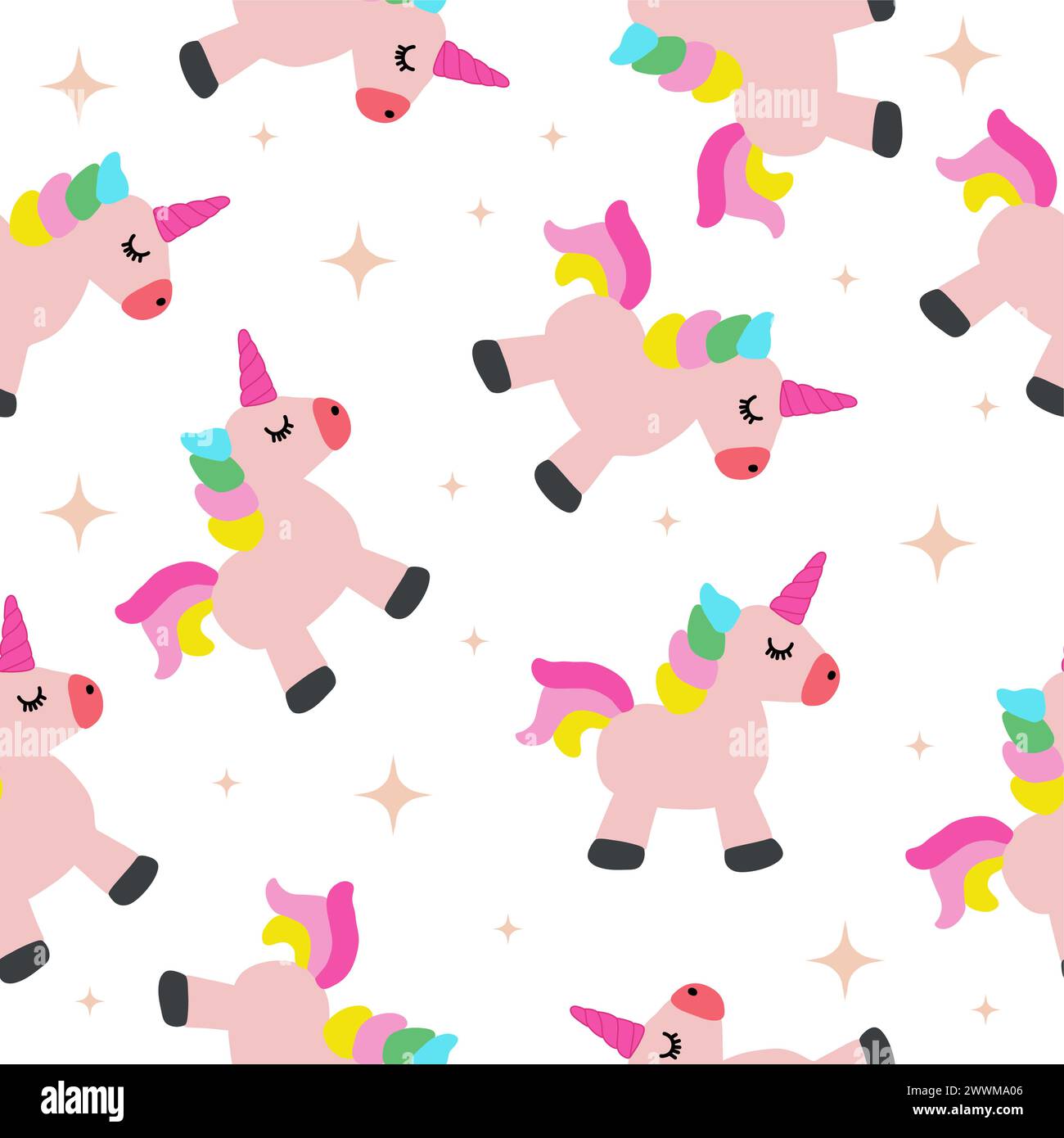 Unicorn and rainbow star seamless pattern. Magic, fairy tale kids background Stock Vector Image ...